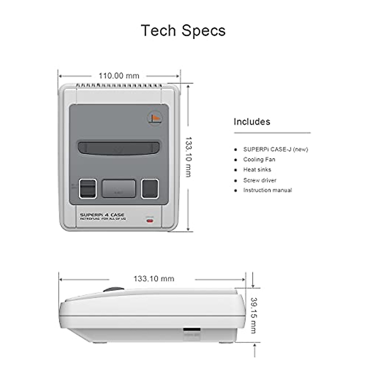 Retroflag SUPERPI Case, Super PI 4 J Case, Functional Power and Safe Reset Button with Raspberry Pi 4 Model B, Heatsink, Cooling Fan for RetroPie Raspberry Pi 4