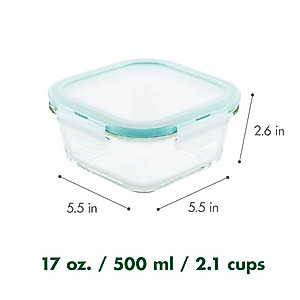 LOCK & LOCK Purely Better Glass Food Storage Container with Lid, 2.11-cup, Clear