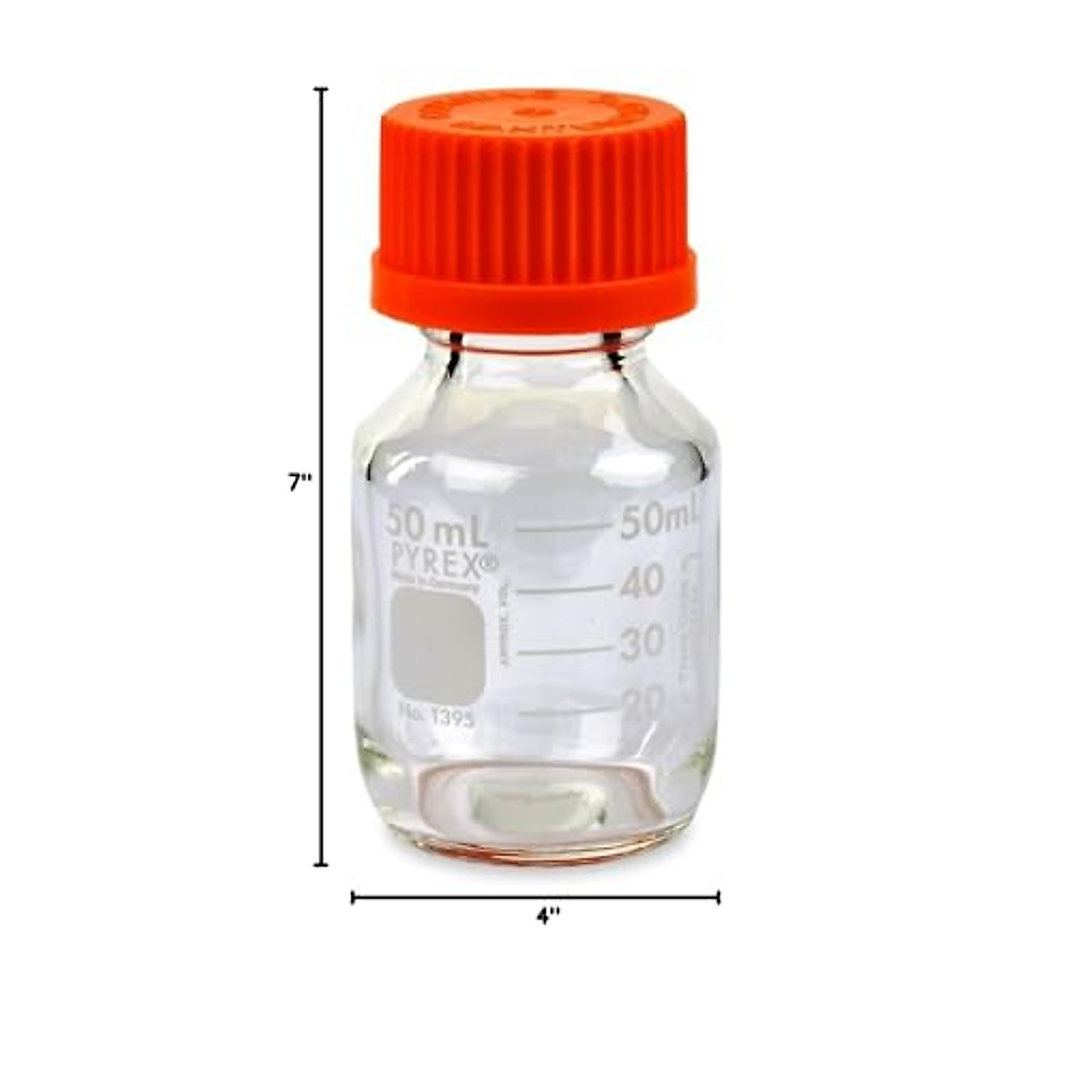 Corning PYREX 1395-50, 50mL Round Media Storage Bottles, with GL32 Screw Cap (Single)
