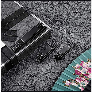 Nail Clippers Set Black Matte Stainless Steel Fingernail & Thick Toenail & Ingrown Nail Clippers, Perfect 3 pcs Nail Clippers Cutter for Men and Women(Black)