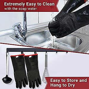 BBQ Gloves, Heat Resistant Ov Grill Gloves Heat Proof/Fireproof/Waterproof/Oil Resistant Gloves for Smoker/Grilling/Cooking/Baking/Frying