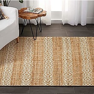 Chindi Rug,Rug 3x5',Rag Rugs,Braided Rug,3x5 Rug,Chindi Rugs,Chindi Handloom Rug 3x5',Farmhouse Area Rugs, Natural Braided Doormat for Kitchen Entryway Pets Playing Chindi Chindi Rugs - Natural/White