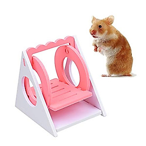 POPETPOP Hamster Toys Swing Wooden Hanging Triangle Swing Pet Hammock Mouse Rat Hamster Playing Rocking Chair Toy for Small Pet (Need to Assemble)