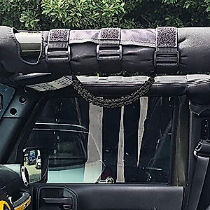 Miytsya 2 Pack Roll Bar Grab Handles Grip Handle, for Jeep Wrangler YJ TJ JK JL & Gladiator JT 1955-2022 UTV ATV, 10.2In x 5.1In 3 Straps Fixed American Flag Pattern Car Roof Handles Strap (Black)