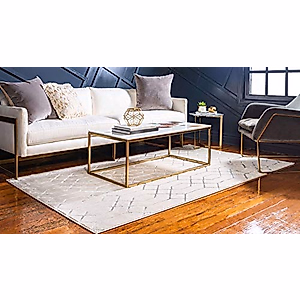 Unique Loom Glam Collection Area Rug - Trellis (3' 3" x 5' 3" Rectangle, White Silver/ Silver)