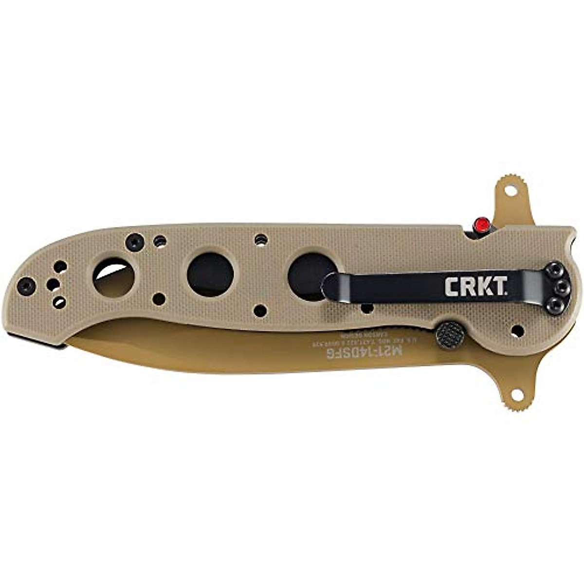 CRKT M21-14DSFG EDC Folding Pocket Knife: Special Forces Everyday Carry, Tan Serrated Edge Blade, Veff Serrations, Automated Liner Safety, Dual Hilt, Desert G10 Handle, Reversible Pocket Clip