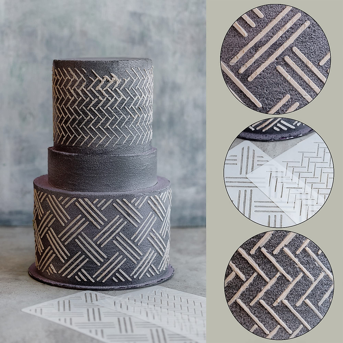 18 PCS Cake Stencils Set - Templates with Scraper and 50 Pins for Decorating Dessert Baking Buttercream Icing Molds Lace Mermaid- Mesh Floral Reusable Spray Fondant Cookie Wedding