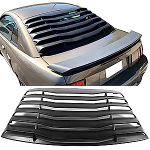 IKON MOTORSPORTS, Window Louver Compatible with 1999-2004 Ford Mustang, IKON Style ABS Rear Sun Shade Windshield Cover Black