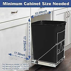 Pull Out Adjustable Under Cabinet Trash Can Pull Out Slider Slide Shelf for Kitchen Sink, Fit for Most 7-11 Gallon Garbage Can - Trash Can Not Included