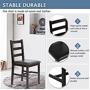 Vnewone Dining Table Set for 4,Kitchen Table and Chairs for Dining Room,Modern Wood Kitchen Set for Small Space,Dark Brown