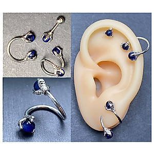 JFORYOU Dragon Claw with Synthetic Gemstone Helix Cartilage Tragus Daith Forward Helix Earrings Piercing Jewelry for Women and Men Blue Crystal