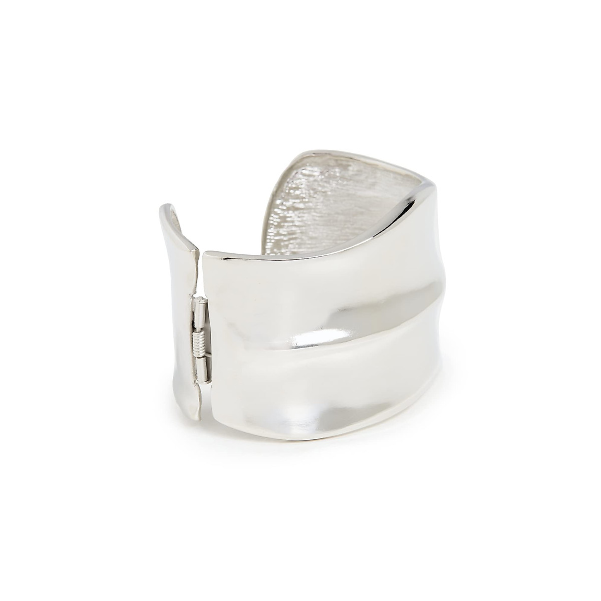 Kenneth Jay Lane Women's Thick Satin Silver Hinged Cuff Bracelet, Satin Silver, One Size