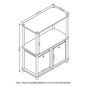 Furinno 99152BE/WH/IV 3-Tier Go Green Multipurpose Storage Rack Shelving Unit Bookshelf Cabinet with 2 Bins, Beech Finish