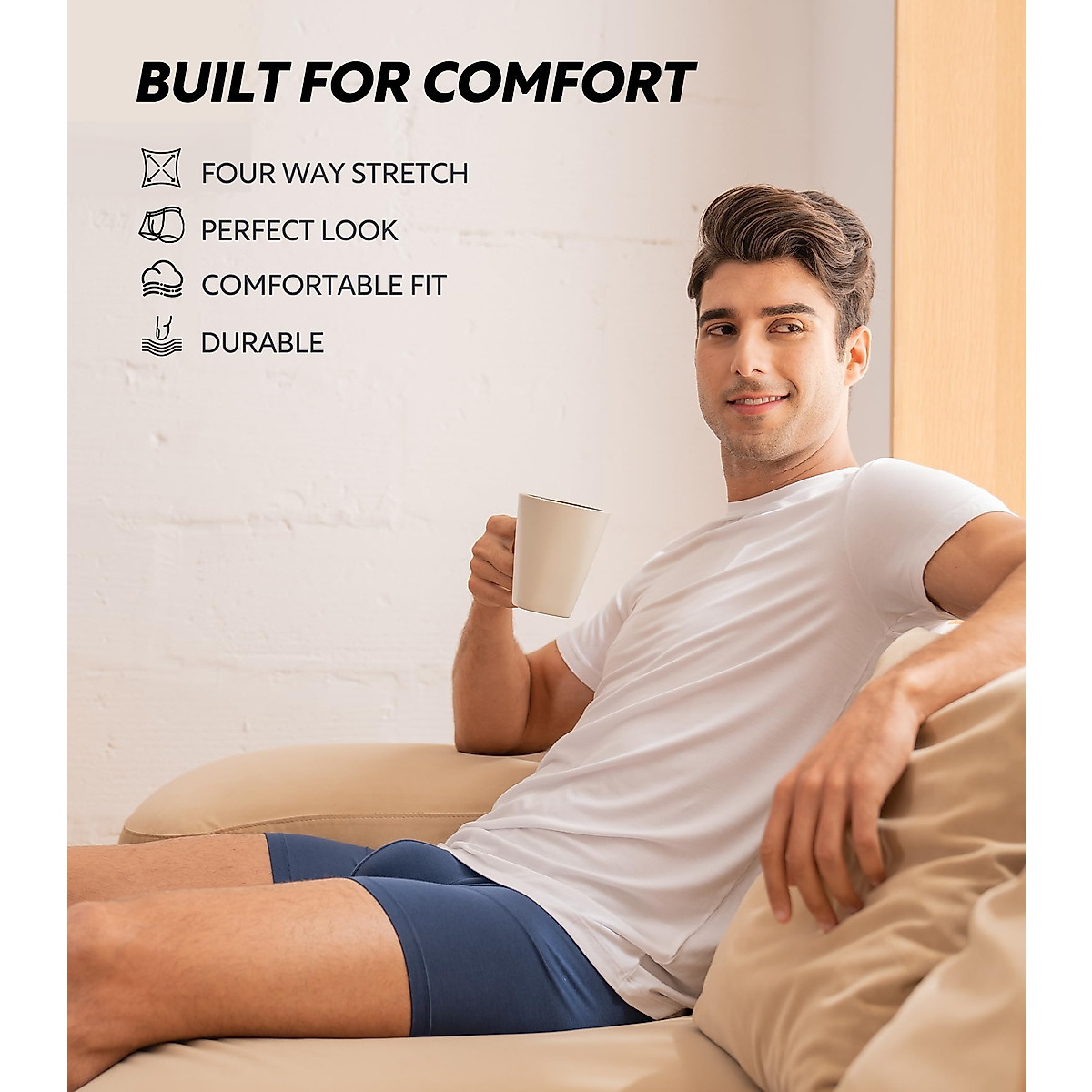 DAVID ARCHY Mens Underwear Ultra Soft Micro Modal Support Pouch Trunks Moisture Wicking Boxer Briefs for Men 3 Packs (S, Black)