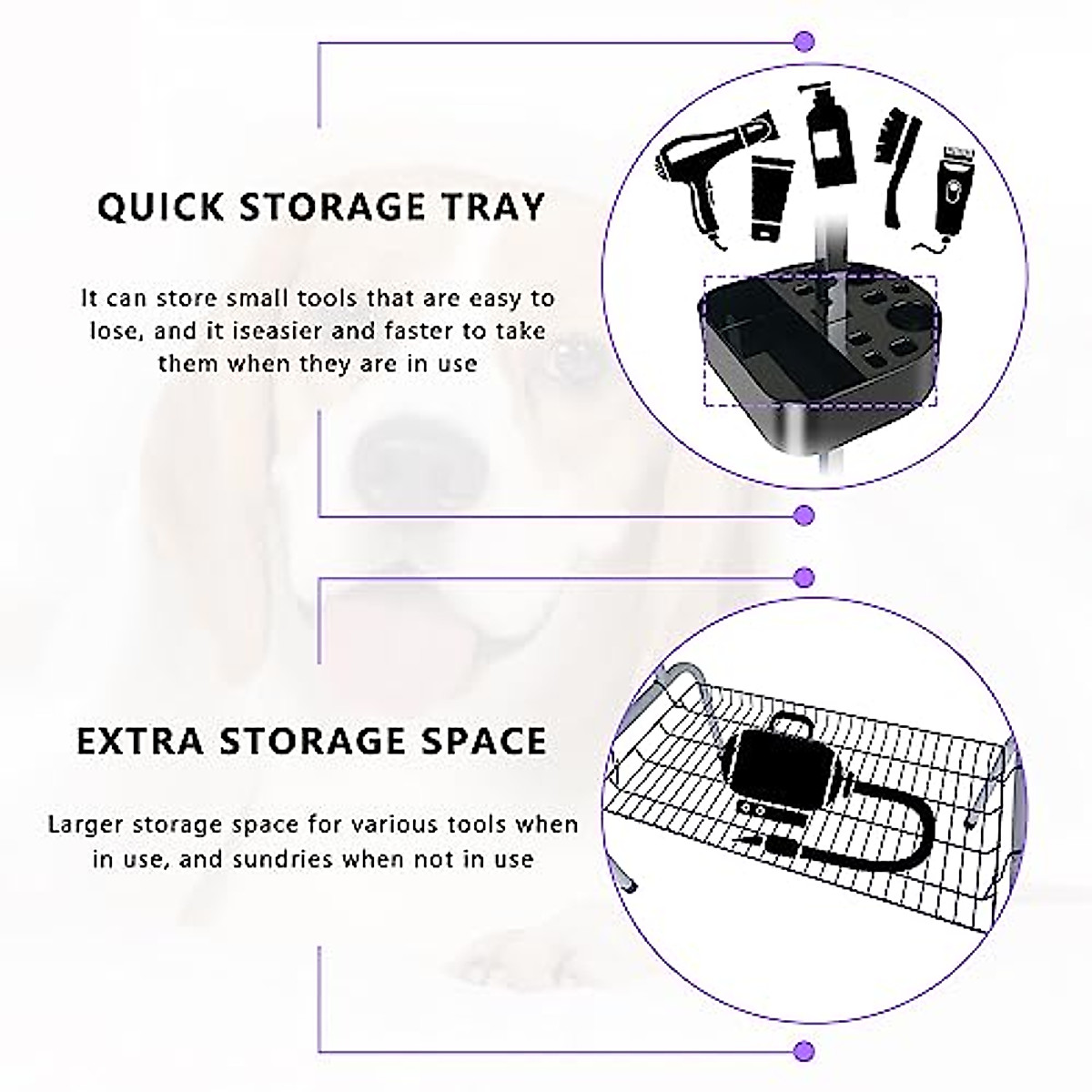 LEIBOU 45'' Professional Foldable Heavy Duty Dog Pet Grooming Table with Tool Holder H-Shape Arm & Noose & Mesh Tray, Maximum Capacity Up to 260lbs, Black