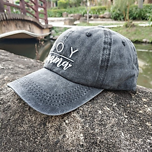 Waldeal Women's Baseball Cap Boy Mama Mom Vintage Distressed Dad Hat, Black Ponytail, One Size