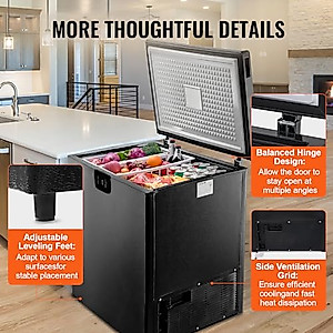 VEVOR Chest Freezer, 10 Cu.ft Compact Deep Freezer, Free Standing Top Open Door Compact Freezers with 2 Removable Baskets & Adjustable Thermostat, Energy Saving & Low Noise, Black