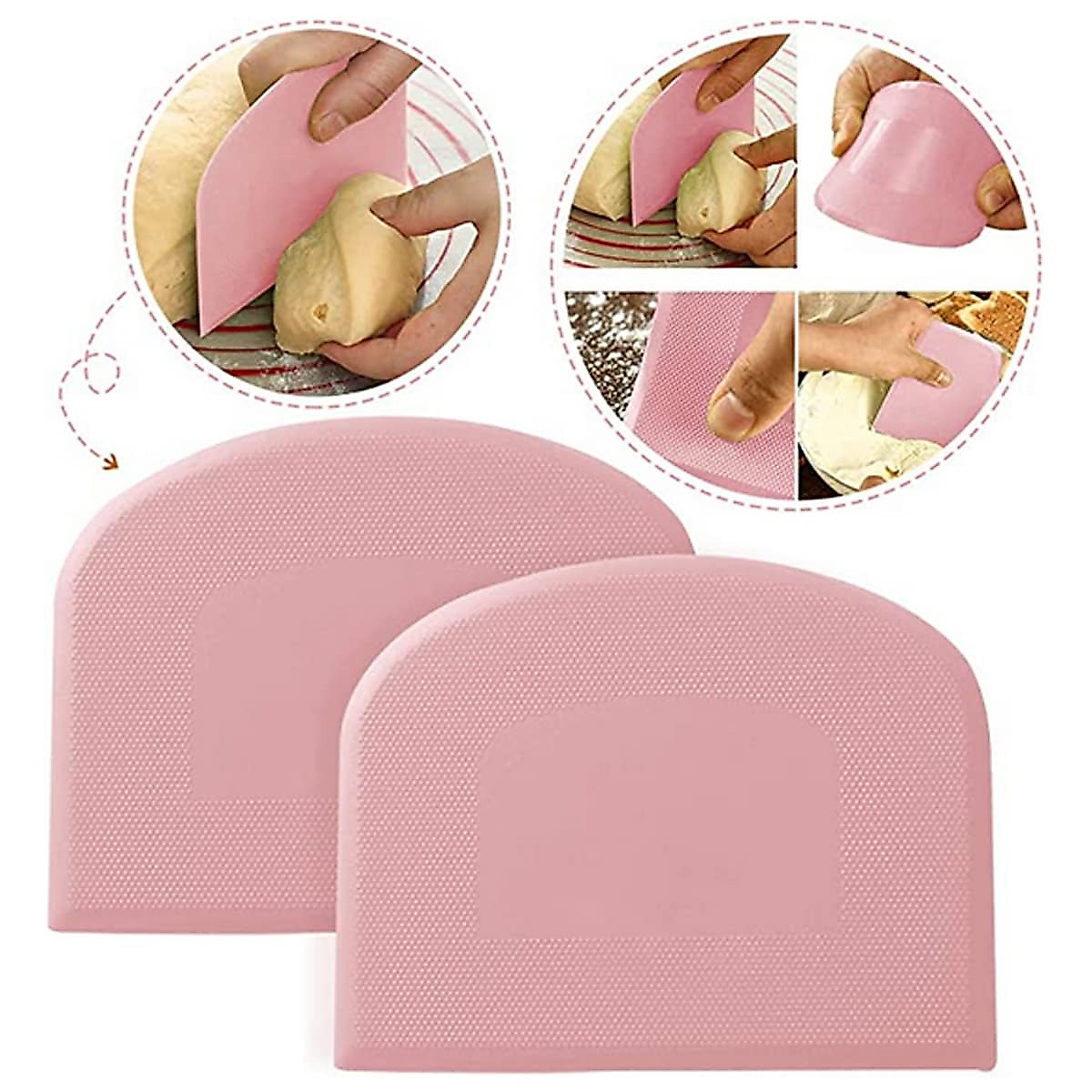 BOMJJOR Dough Bowl Scraper Silicon Dough Scrapers Home Kitchen Food Grade PE Backing Dough Blenders Hard Cutter for Cooking Bread Cake Mixing Dough Scrapers 4 Pack