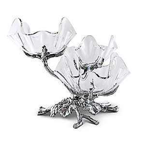 Arthur Court 3-Tiered Acrylic Bowl Stands Grape Pattern Sand Casted in Aluminum with Artisan Quality Hand Polished Tarnish Free Lightweight Serving Bowls 9.5 inch x 12 inch