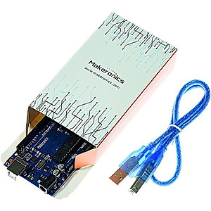 Makeronics Microcontroller Board and RAB 7-in-1 Breadboard Holder with USB Cable Compatible with UNO R3 Board ATmega328P and Arduino IDE