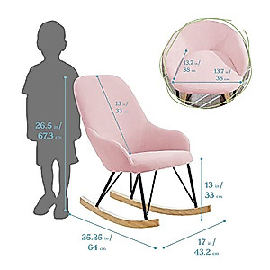 ECR4Kids Children’s Modern Rocking Chair, Upholstered Accent Chair for Nursery, Playroom, Bedroom and Living Room, Small Contemporary Rocker, Kids Cushioned Arm Chair, Blush