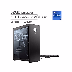 OMEN 25L Gaming Desktop PC, NVIDIA GeForce RTX 3060, 11th Generation Intel Core i7-11700F Processor, HyperX 32 GB RAM, 512 GB SSD and 1 TB Hard Drive, Windows 10 Home (GT12-1167c)