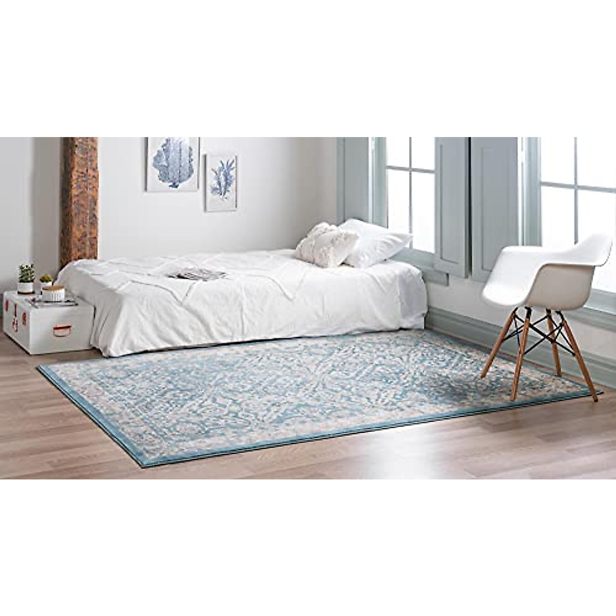 Unique Loom Oslo Collection Traditional Botanical Teal Area Rug (5' x 8')