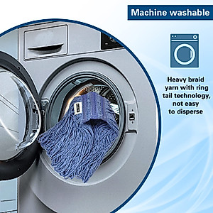 Mop Head Replacement,Mop Heads Commercial,Cleaning Mop Heavy Duty Cotton Looped End String,Wet Industrial Cleaning Mop Head Refill,Reusable Washable Mops for Floor Cleaning Machine Washable(black4)