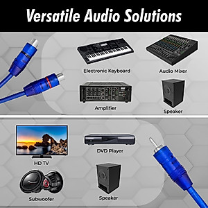 InstallGear 1ft Shielded 1 Male to 2 Female RCA Y Adapter Splitter Connector - RCA Splitter (2 Pack)