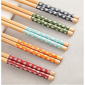 Lourmet 5 Pairs Multicolor Bamboo Chopsticks 8.8 inches Long - Reusable Chopsticks Dishwasher Safe for Chinese Foods, Japanese Chopsticks, Non Slip and Sturdy