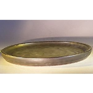 Bonsai Boy Black Ceramic Humidity Drip Bonsai Tray - Round 8 0 x 1 0 OD 7 5 x 0 25 ID