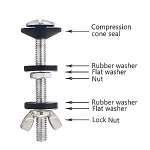 Universal Toilet Tank To Bowl Gasket,2 Kind Gasket and 2 Sets 5/16*3.15 inch Stainless Steel Heavy Duty Rustproof Bolt Hardware Kit,Fits Most 2-Inch and 3-Inch flush valve opening 2-Piece Toilet Tanks