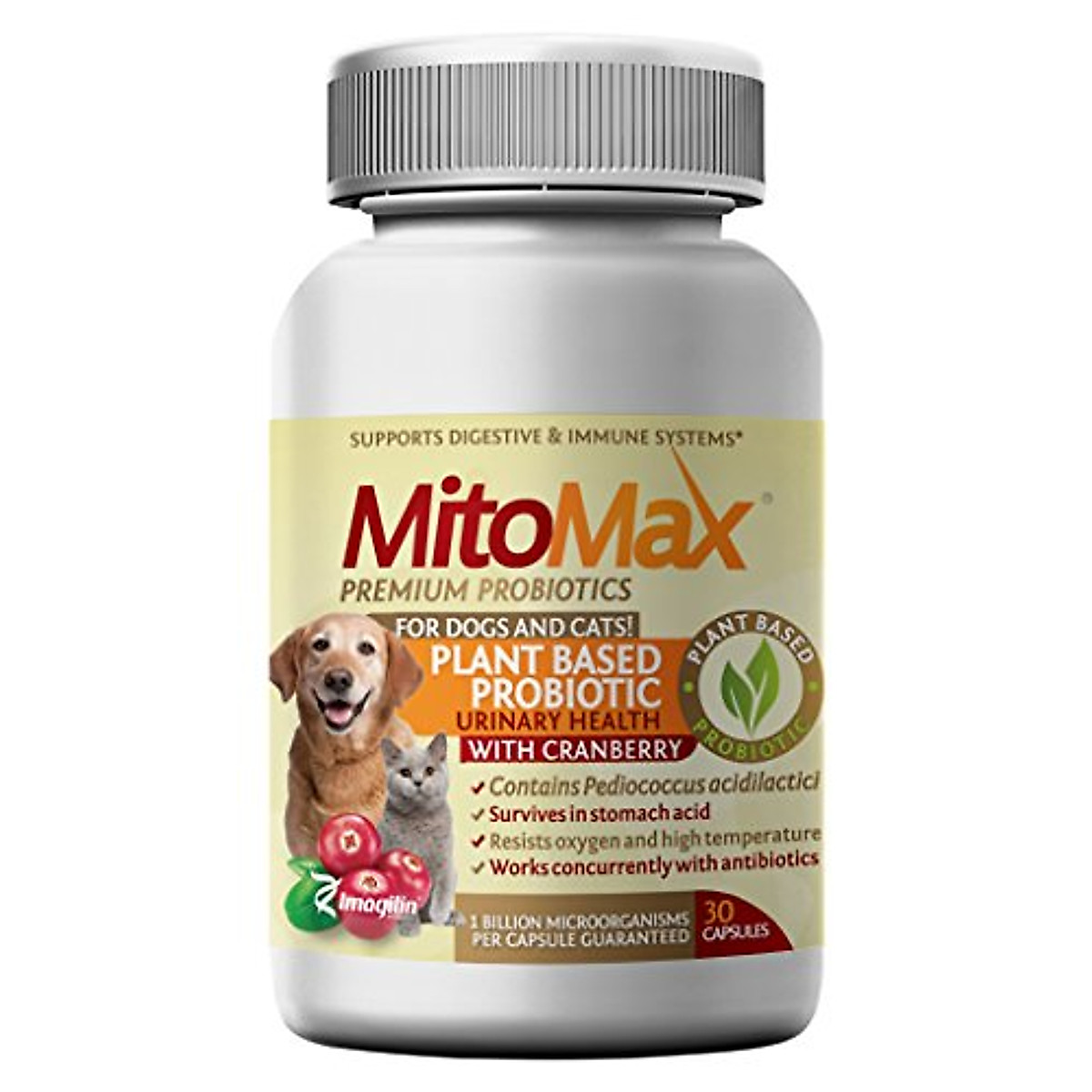 MitoMax Cranberry 30 Count Probiotic Supplement for Urinary Health of Dogs and Cats