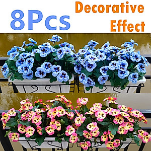 QIANYUN 8 Bundles Fake Flowers Pansy small wild flower daisy Faux Plastic Purple Flowers for Home Wedding Kitchen Garden Table Centerpieces Indoor Outdoor Decor (Purple)