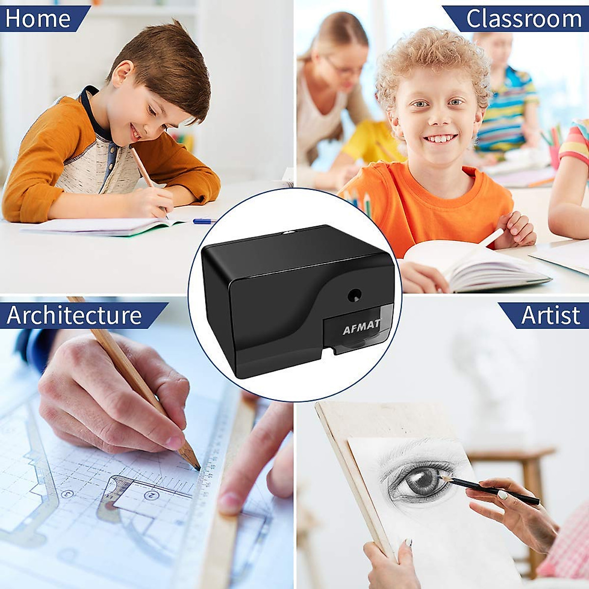 Electric Pencil Sharpener, Heavy Duty Pencil Sharpener for Classroom, Fast Sharpen in 3-5s, Save Pencils for 6-8mm Colored Pencils