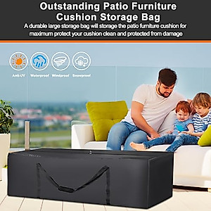 Large Patio Cushion Storage Bag，Heavy Duty 420D Zipper Storage Bags with Zipper and Handles for Patio Furniture Cushion Outdoor Storage,Waterproof Jumbo Multifunctional Storage Bags,68"L x 30"W x 20"H