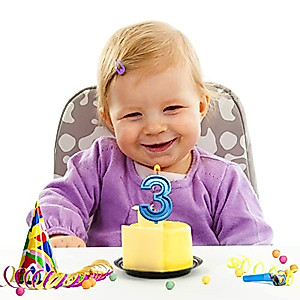 BLUE TOP 2.8 Inch Birthday Cake Candles Number Candles Birthday Candles for Cake,Cake Topper Decoration for Kids,Adults,Party,Anniversary,Milestone Age.(Blue Number 2)