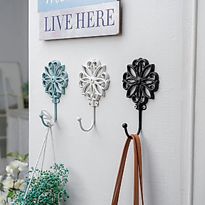 SOFFEE DESIGN Set of 3 Metal Coat Hooks,Hollow Flower Pattern Design Retro Friction Process, High Load-Bearing, for Vocation House, Bohe Room