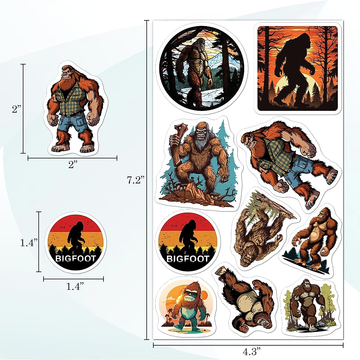 Pack 50 Pcs Bigfoot Stickers for Water Bottles Waterproof Laptop Luggage Computer Skateboard Phone Scrapbooking Teens Adults Cool Funny Aesthetic Sticker Packs Small Vinyl Decals