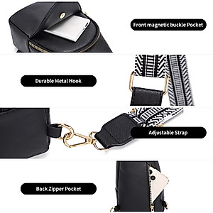 VATAN Small Sling Bag Women's Crossbody Purse Leather Crossbody Bags for Women (D-Black)