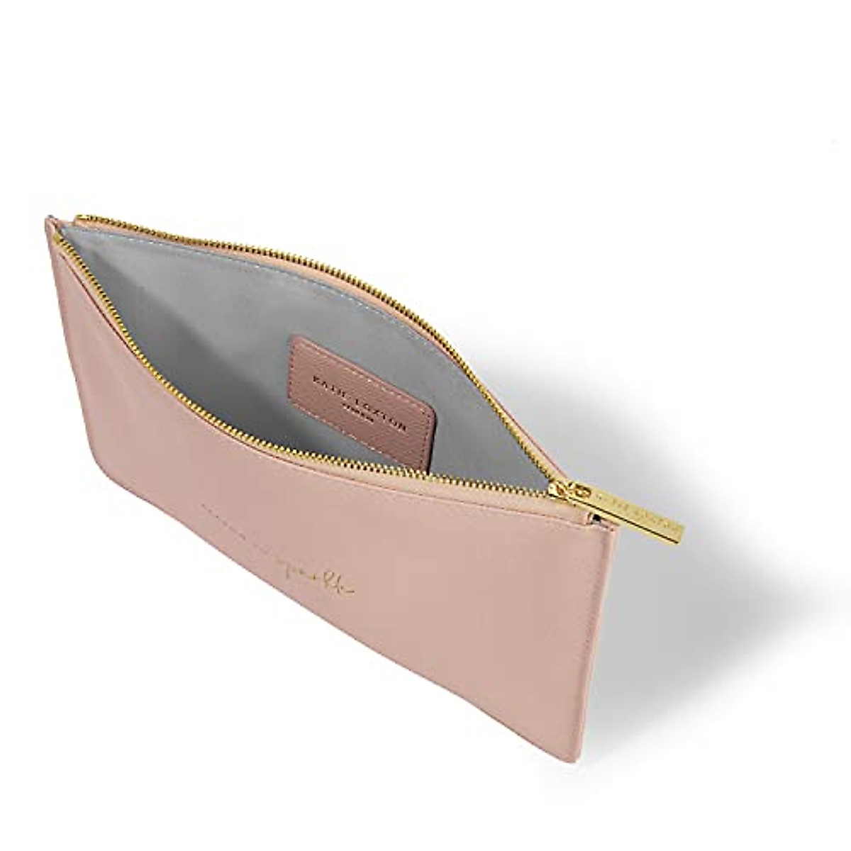 KATIE LOXTON Season To Sparkle Womens Medium Vegan Leather Sentiment Perfect Pouch Pale Pink