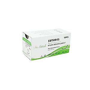 CynaMed Sutures Thread with Needle (12-Pack) - Training Sutures Pkg. of 12 (12, 4/0, 30mm Blade, 3/8 Reverse Cutting)