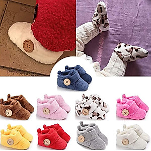 BENHERO Infant Baby Boys Girls Cozy Fleece Booties Winter Newborn Non Skid Soft Sole Shoes Winter Socks Toddler First Walkers Warm Shoes(0-6 Months M US Infant), B-yellow