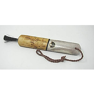 Outdoor Merchants, Made in Finland Kellam Knives Mushroom Pocket Fixed Blade Knife Mushroom Forage Tool Reindeer Antler and Curly Birch, Wood