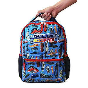 Hot Wheels Race Car Boys 16 Inch School Backpack (One Size, Blue)