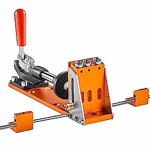 VEVOR 34 Pcs Pocket Hole Jig Kit, Adjustable Versatile Pocket Hole Jig with Toolbox,11" C-clamp, Fixture, Step Drills, Wrenches, Drill Stop Rings, Square Drive Bits-Gifts for Him