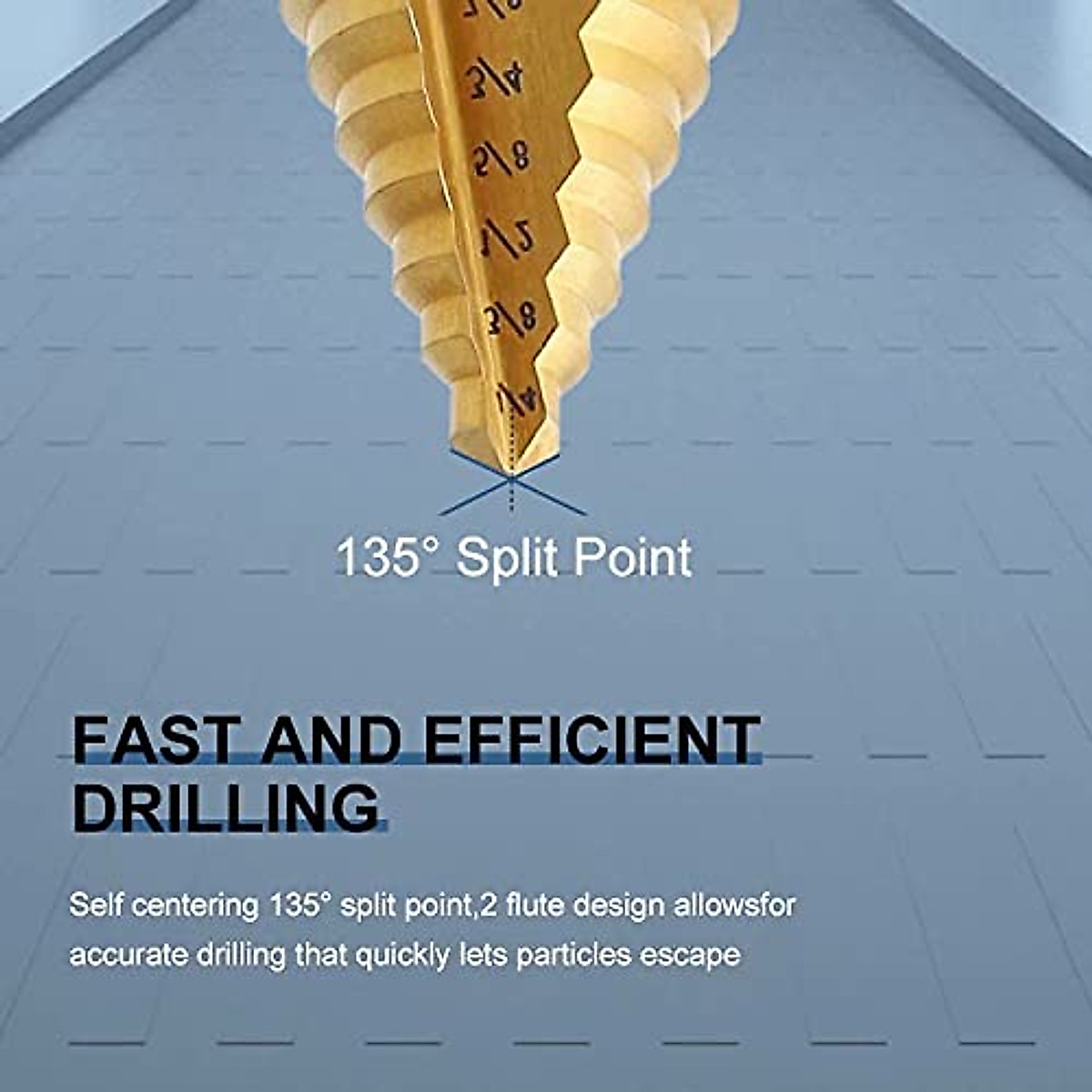 Reeson Step Drill Bits 5pcs 50 Sizes Unibit High Speed Steel Titanium Coated Double Cutting Blades for Sheet Metal Hole Drilling Cutting with Automatic Center Punch