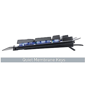 Manhattan Wired Membrane Gaming Keyboard –with Backlit RGB LED, Metal Base, IPX4 Splashproof, Phone Holder, 12 Multimedia Function Quiet Keys-for Computer, PC, Desktop, Gamer –3 Yr Mfg Warranty–180610