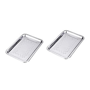 UPKOCH 2pcs nonstick bakeware baking pans bakeware pan fruit dish tray baking plate square appetizer serving tray procedure tray stainless steel platter appetizer platter dental tray cake