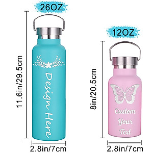 Busparst Personalized Water Bottles Insulated with Straw,Custom Engraved Sport Water Bottle with Name,Customized Stainless Steel Water Bottle for Girl and Boys.